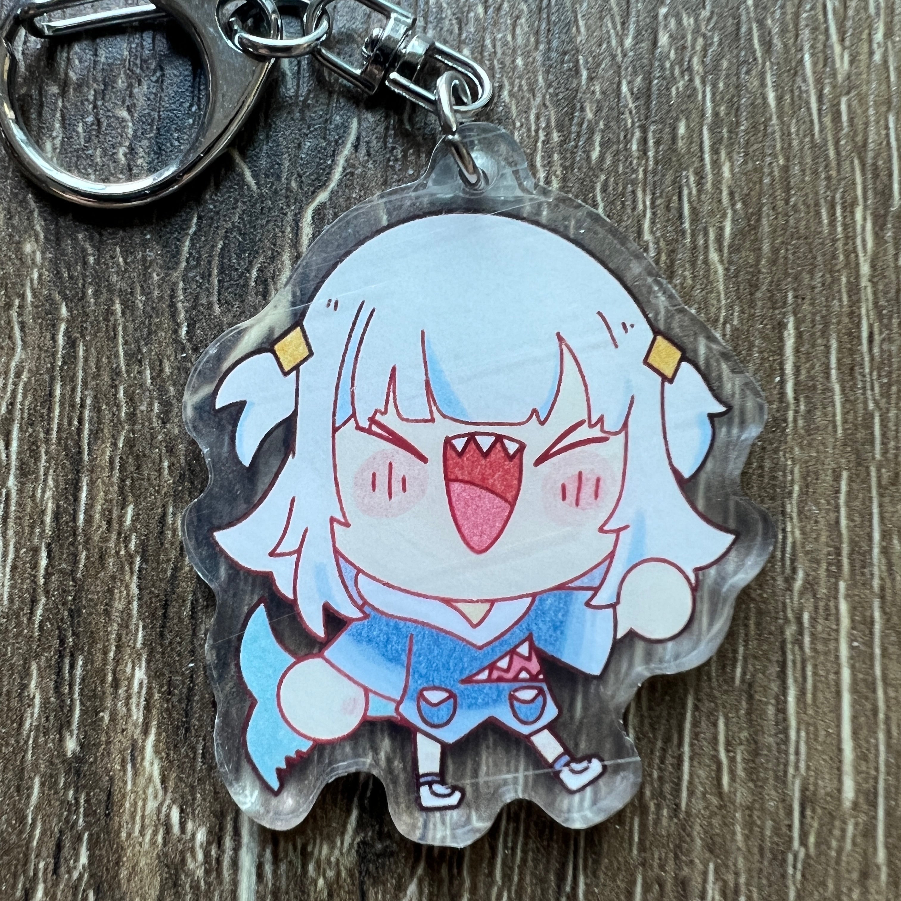 Holo Vtuber Chibi Gawrchan Gura Acrylic Charm Keychain Accessory #AC22 ...
