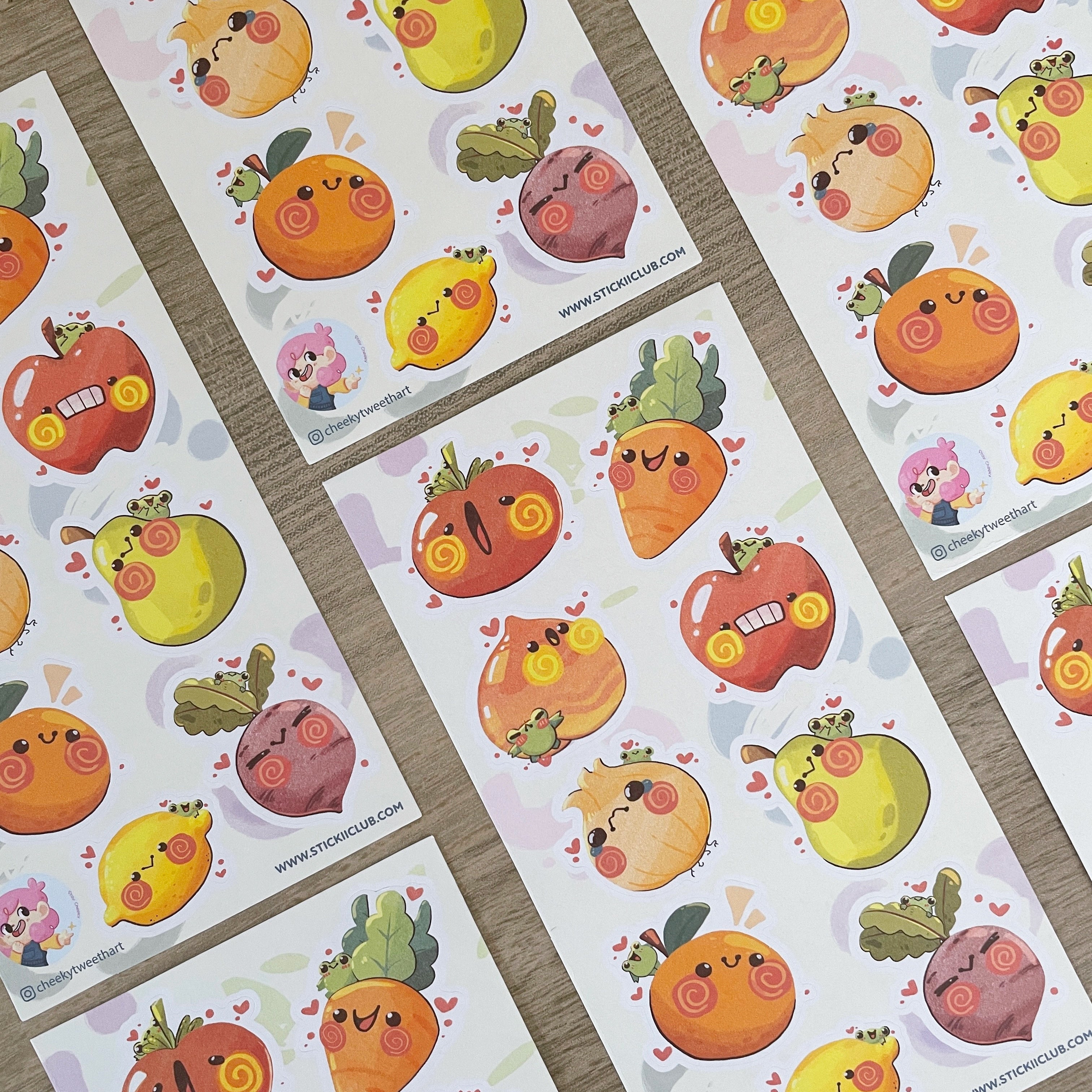 Produce Pals Fruits & Veggies Sticker Sheets - Kiss Cut – Cheekytweethart