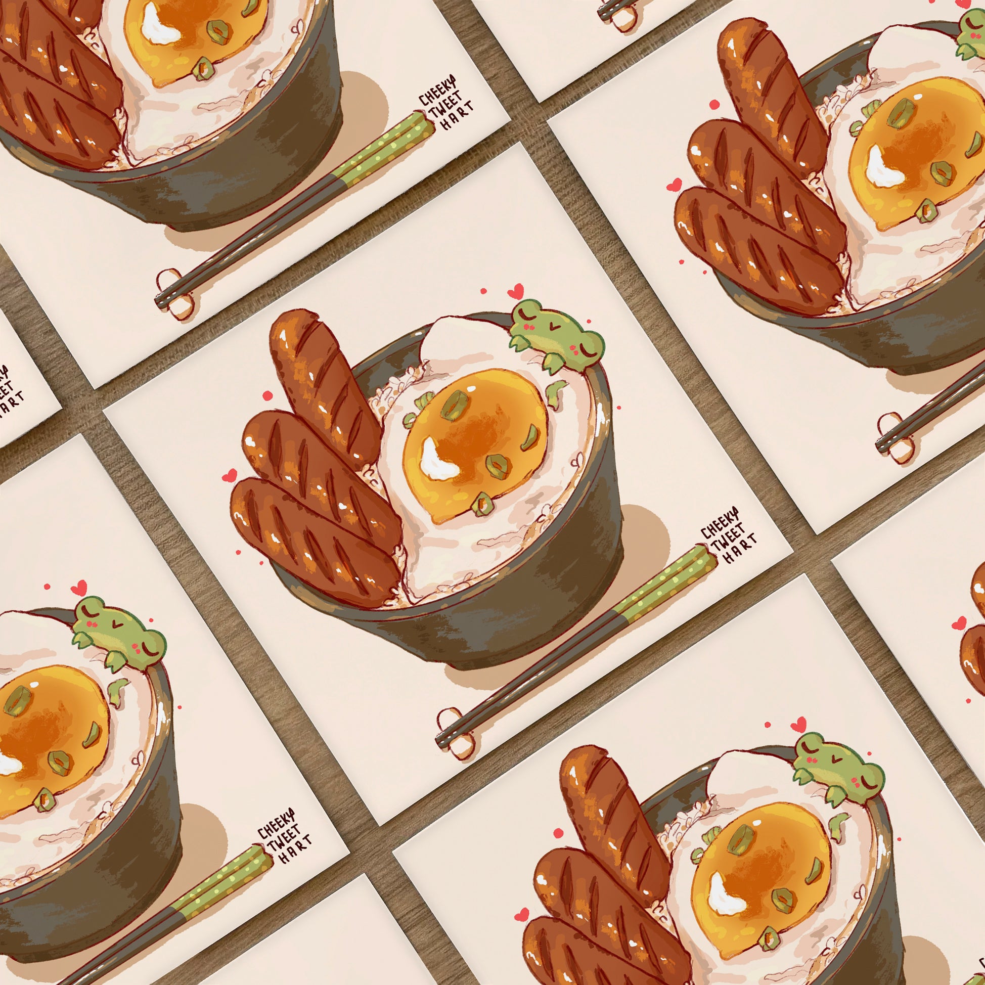 Arabiki Sausage Bowl Ribbert Frog Japanese Food Art Prints #AP043 ...